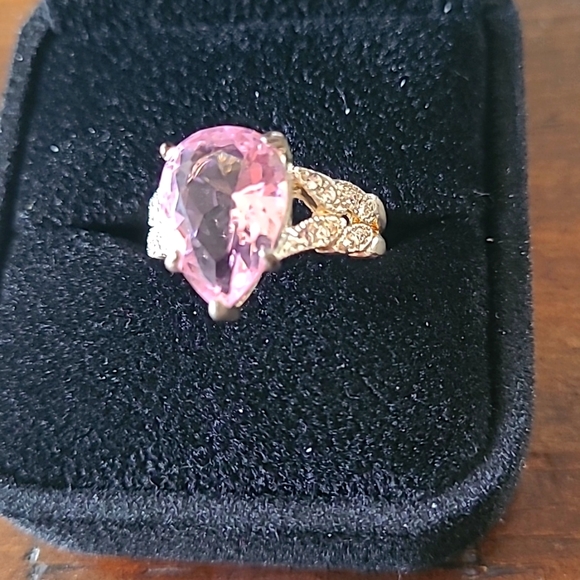 QVC | Jewelry | Sterling Silver Ring With Pink Gemstone And Smaller ...